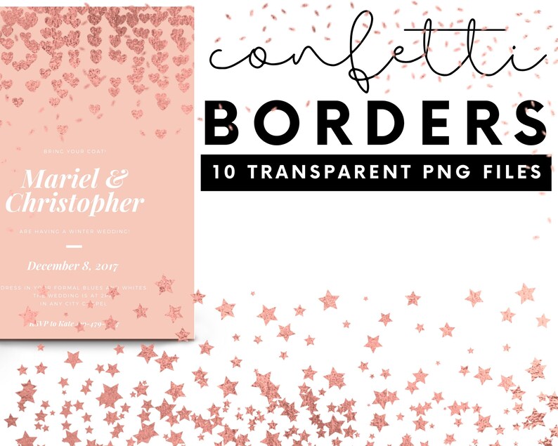 10 Rose Gold Foil Confetti Clipart Digital Overlay Commercial - Etsy
