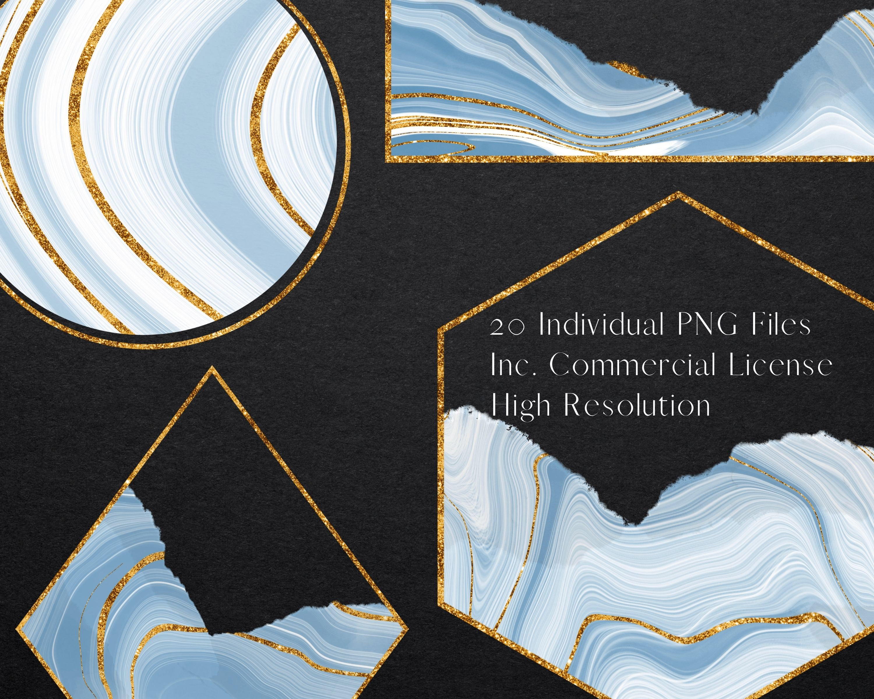 Blue Agate Frame Clipart, Watercolour Geode PNG Border and Frame ...