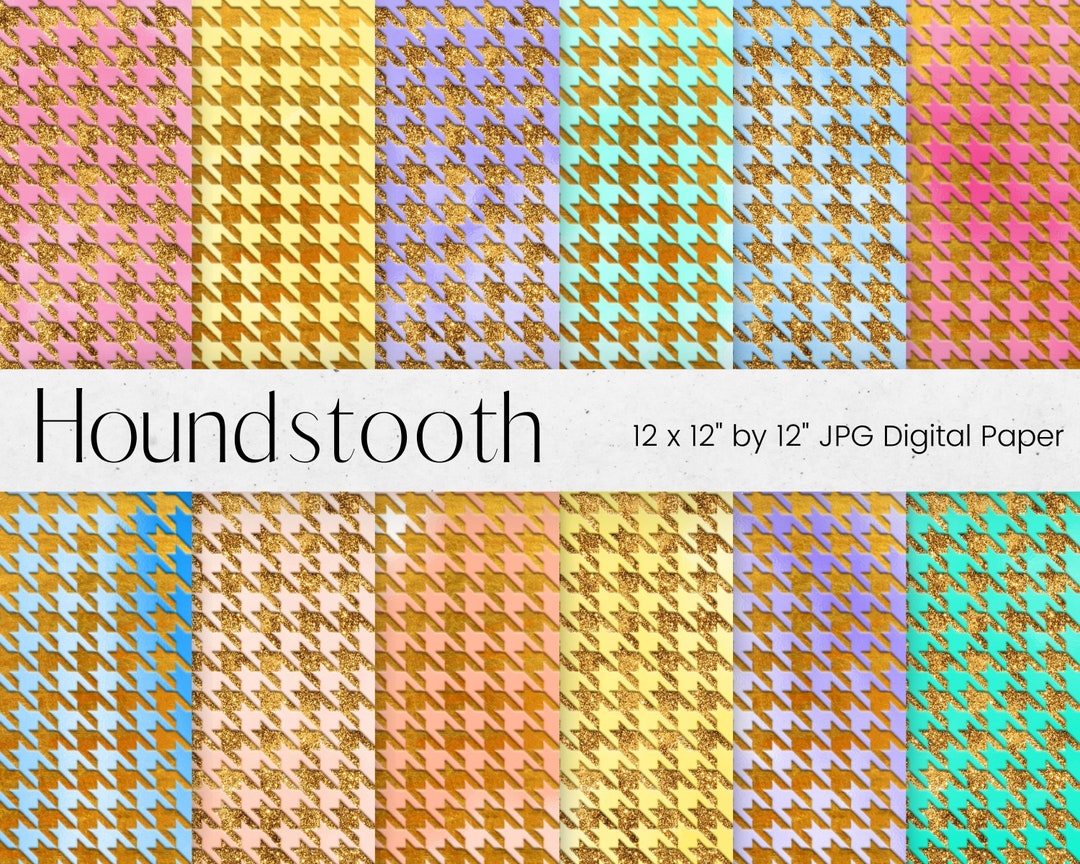 Gold Houndstooth Digital Paper Pattern, Modern Glitter Scrapbook Paper ...
