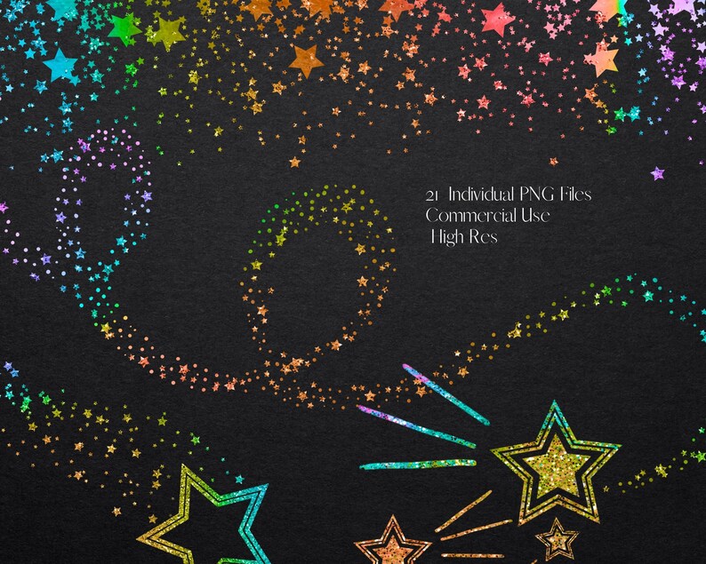 21 Rainbow Glitter Stars Clipart Set, Rainbow Glitter Star Frames and ...