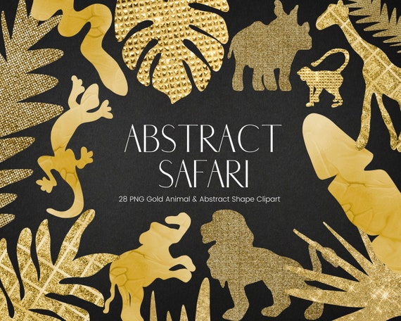 Gold Abstract Animal Clipart Gold African Safari Clipart | Etsy