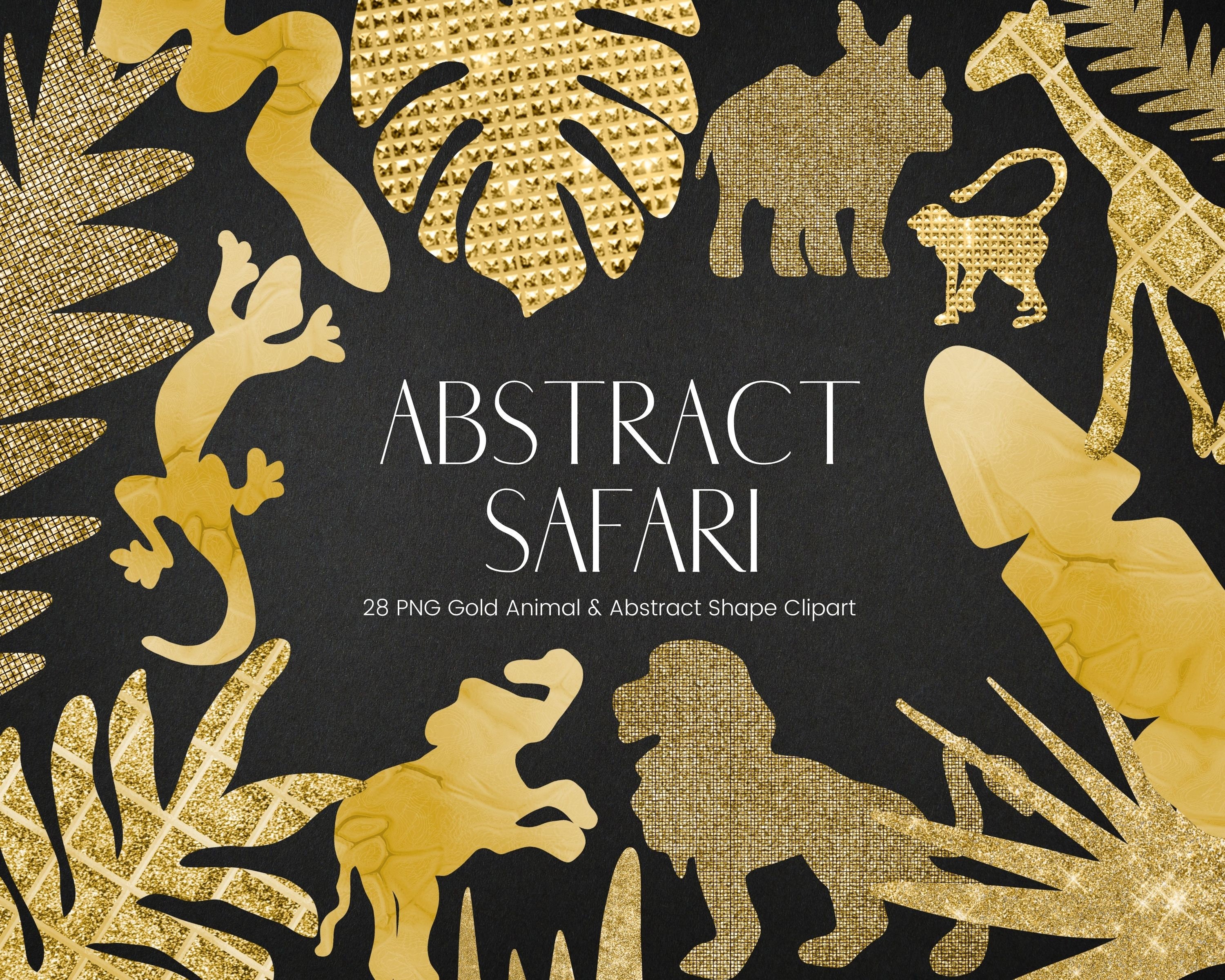 Gold Abstract Animal Clipart Gold African Safari Clipart - Etsy