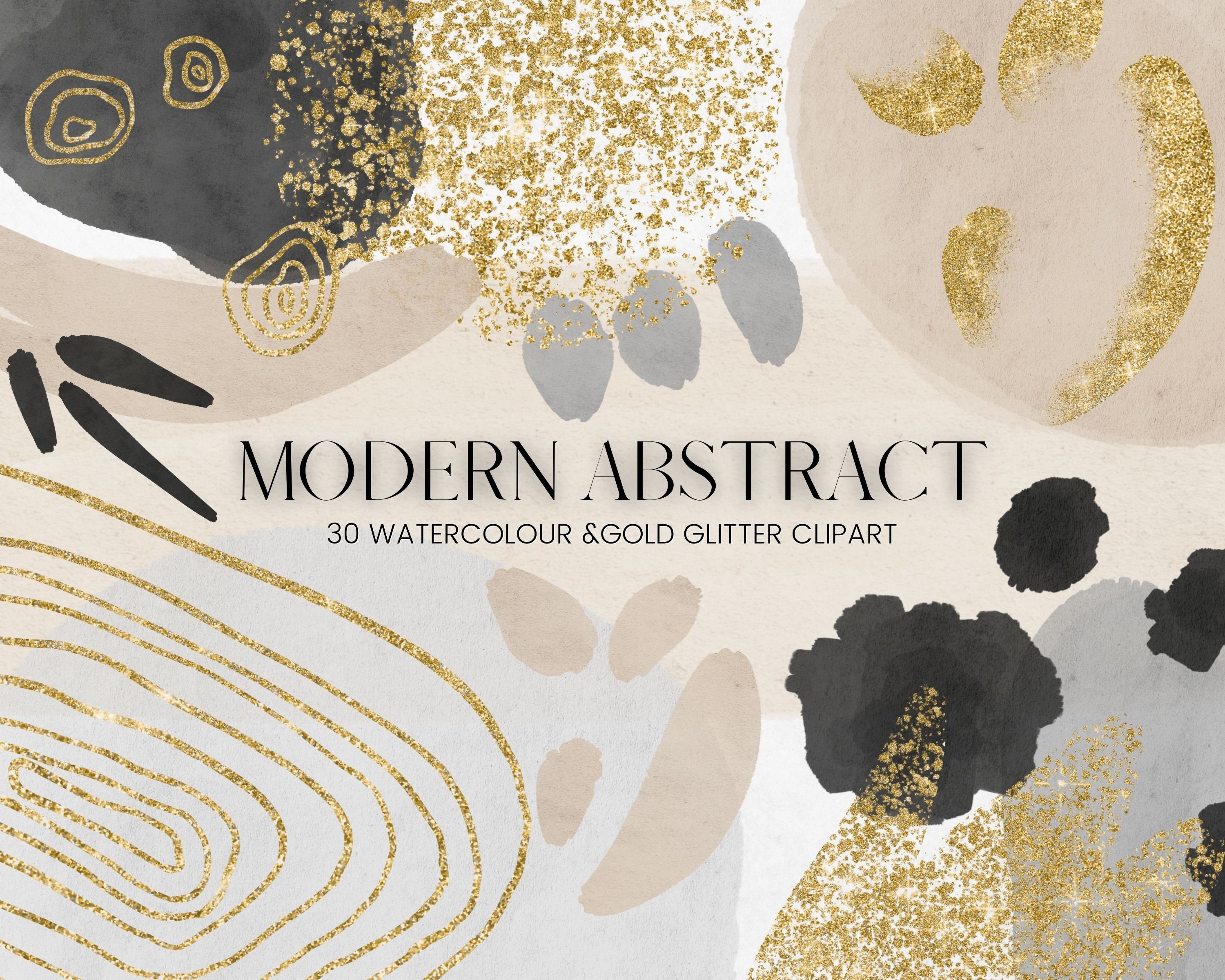 Modern Abstract Shapes Clipart PNG Beige Green Gold Glitter - Etsy ...