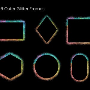 Rainbow Glitter Frame Clipart Set, Glitter Border Elements, Rainbow ...