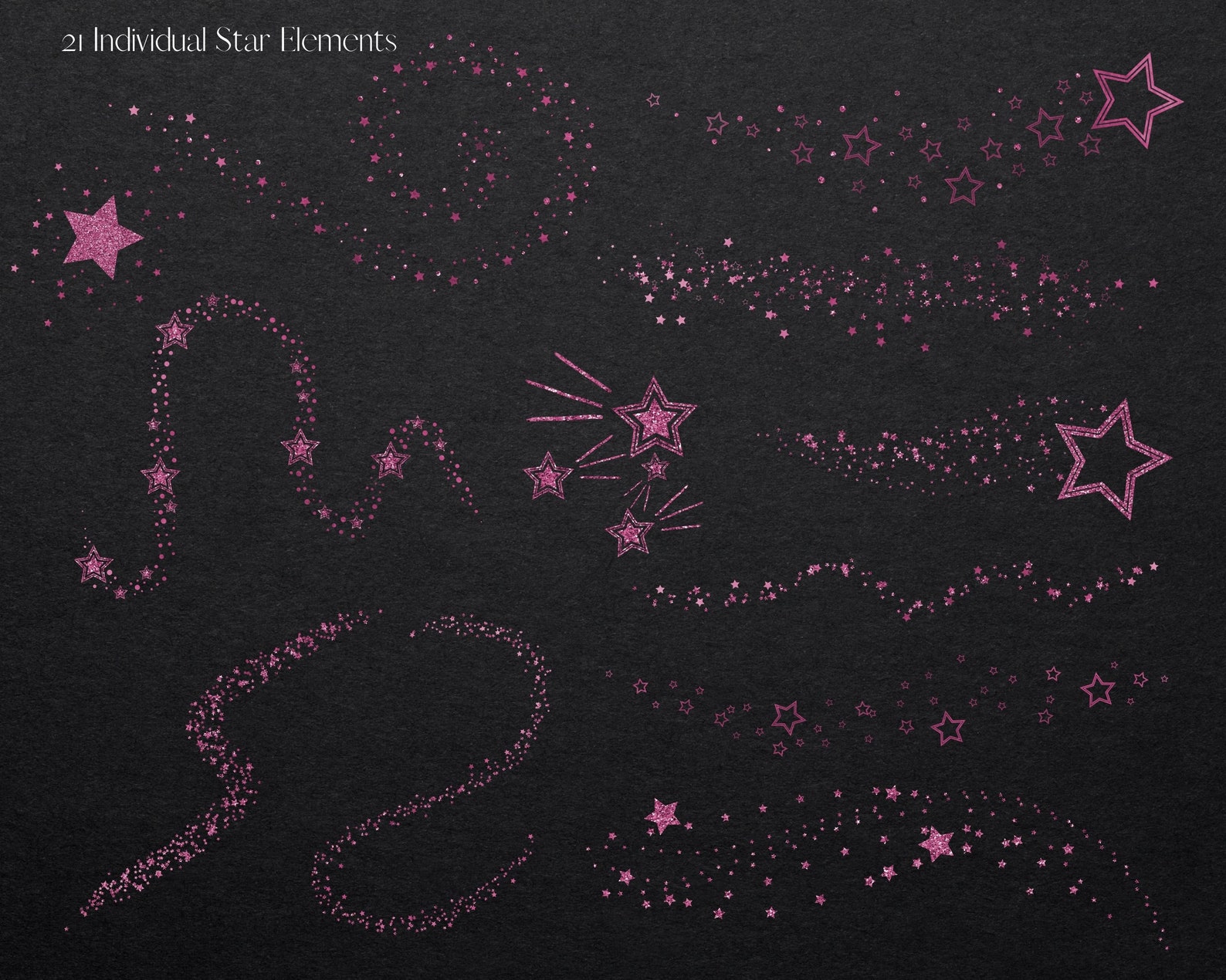 21 Rose Gold Glitter Stars Clipart Set, Pink Glitter Star Frames and ...