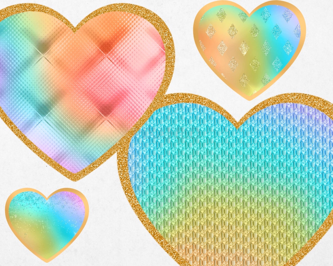 Glam Heart Clipart Sparkling Rainbow Glitter Love Heart Clip | Etsy ...