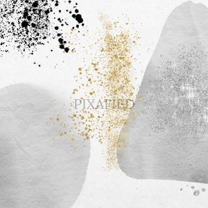 Grey Watercolor Brush Stroke Clip Art, PNG Gold Glitter Splatter ...