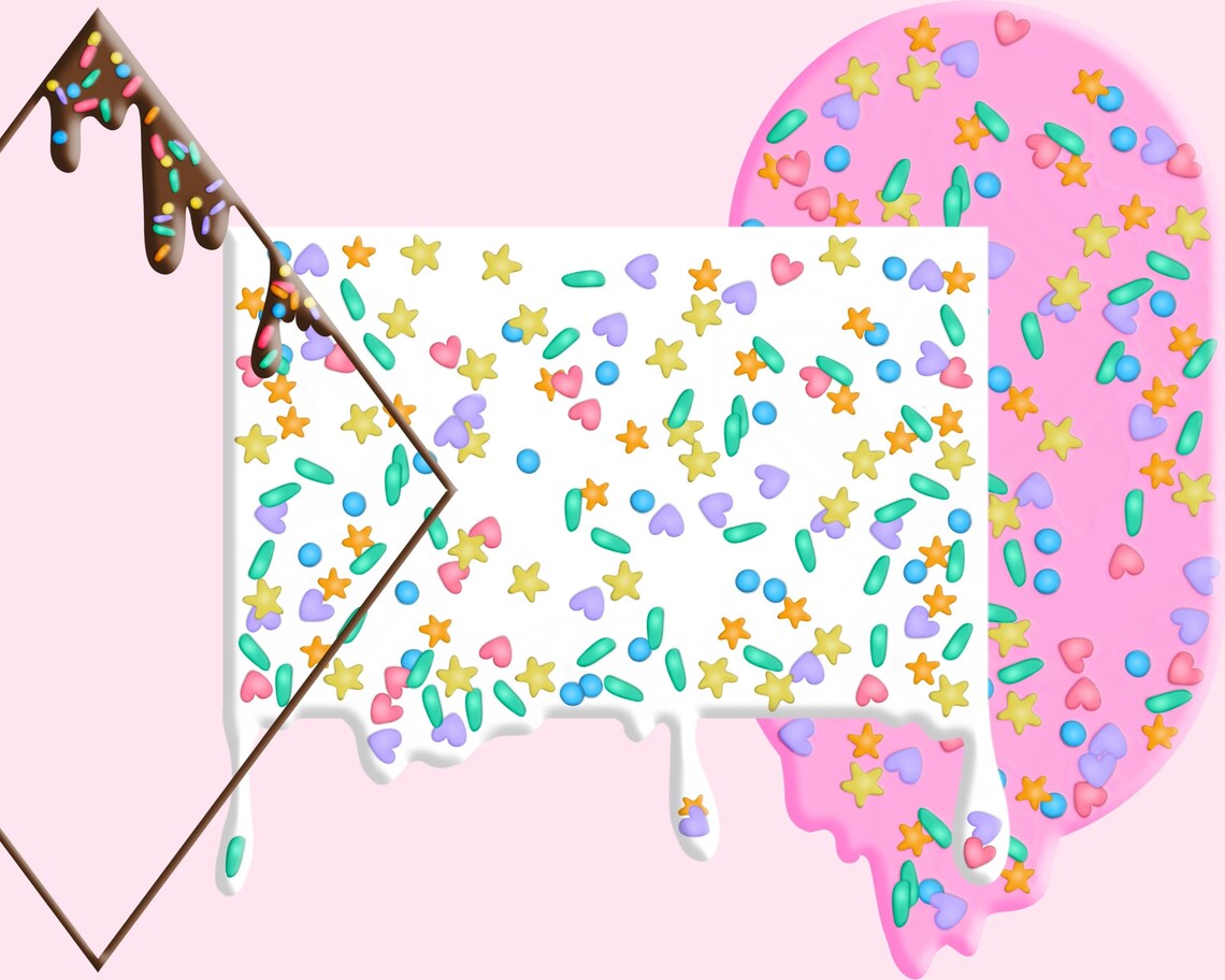Dripping Frosting Frames With Sprinkles Clipart Square - Etsy