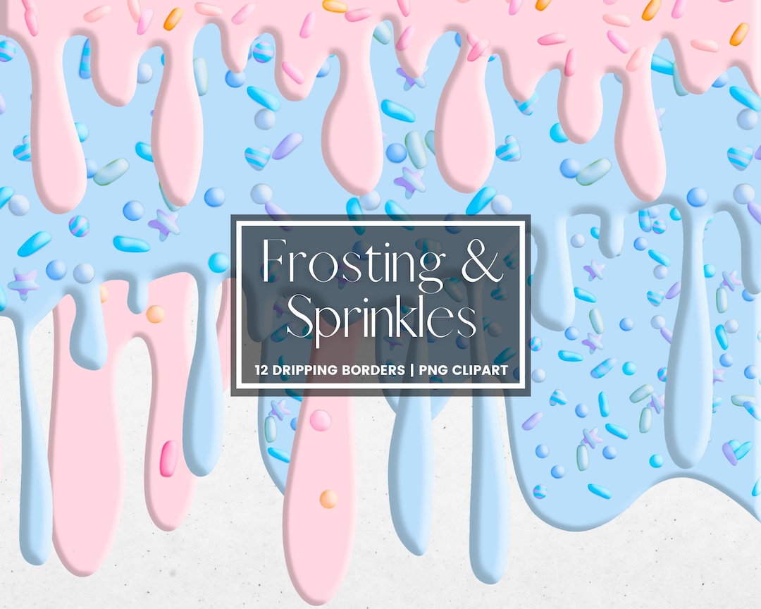 Dripping Frosting With Sprinkles Clipart, Pink, Blue Gender Reveal ...
