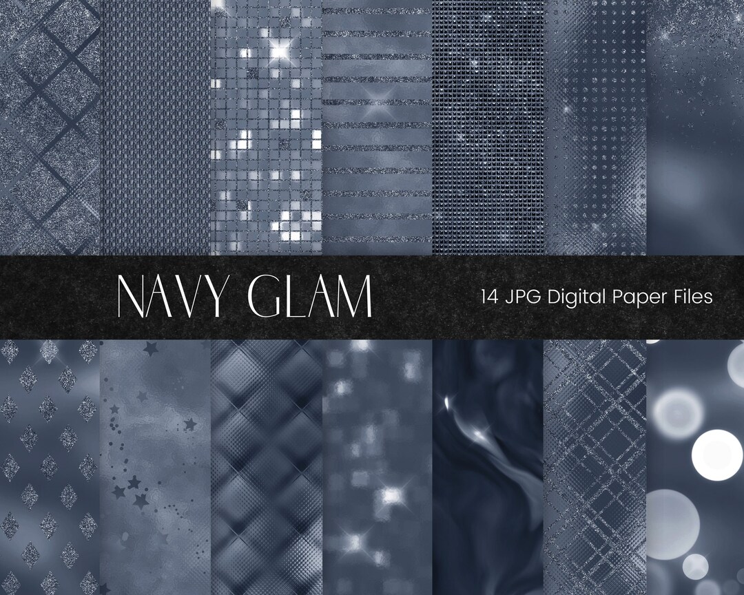 Navy Blue Glam Digital Paper, Foil Luxury Textures, Glitter Background ...