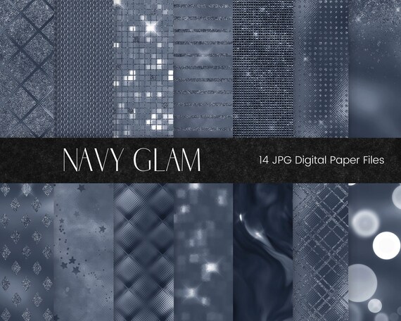 Navy Blue Glam Digital Paper Foil Luxury Textures Glitter | Etsy