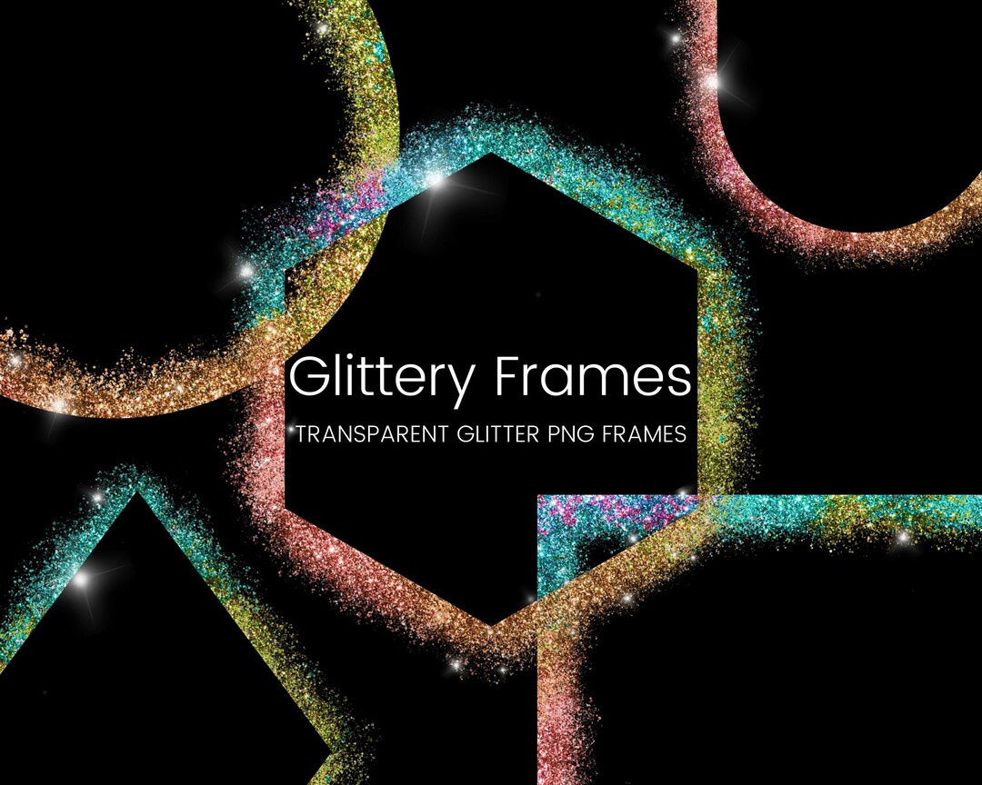 Rainbow Glitter Frame Clipart Set, Glitter Border Elements, Rainbow ...