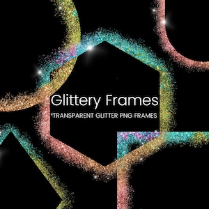 Rainbow Glitter Frame Clipart Set, Glitter Border Elements, Rainbow ...