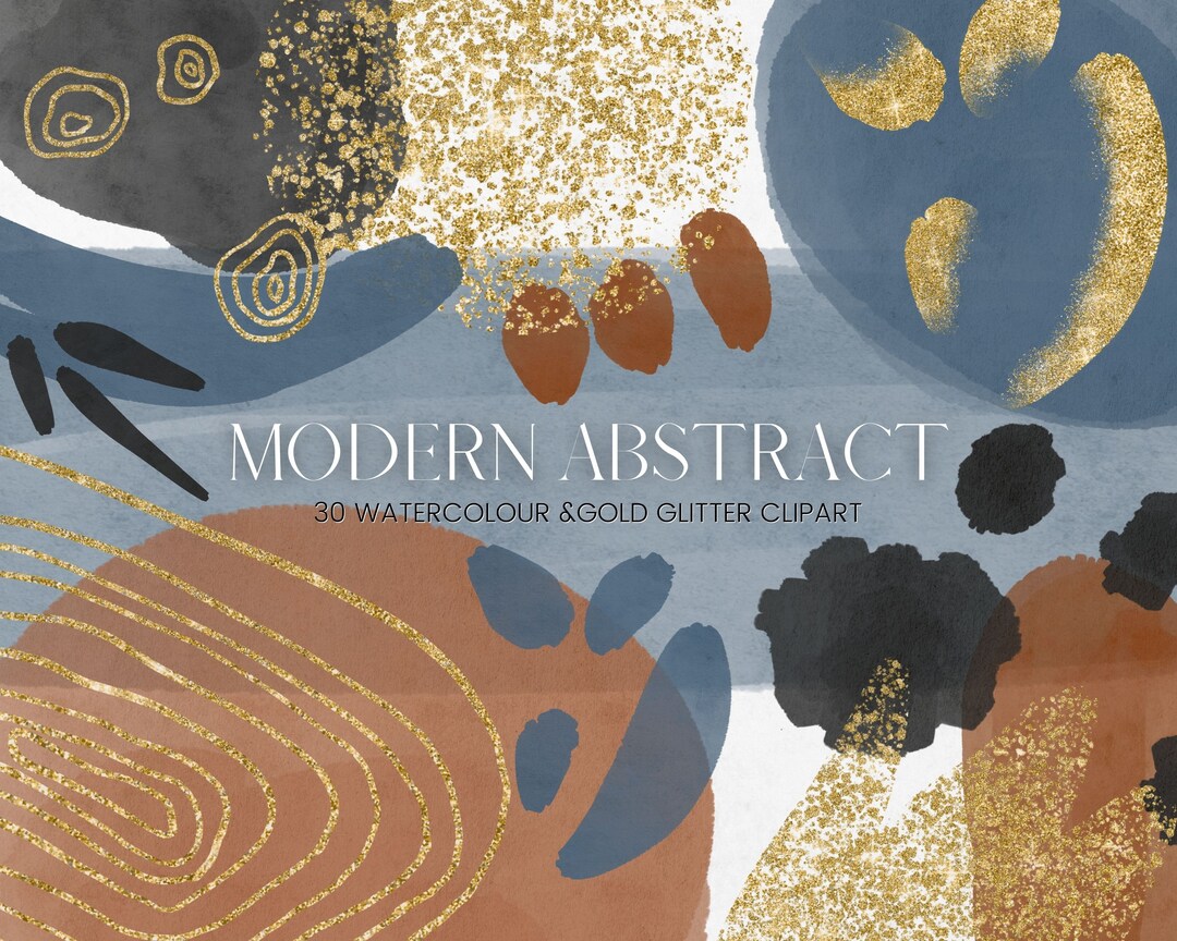 Modern Abstract Shapes Clipart, PNG Brown, Blue Gold Glitter Shape ...