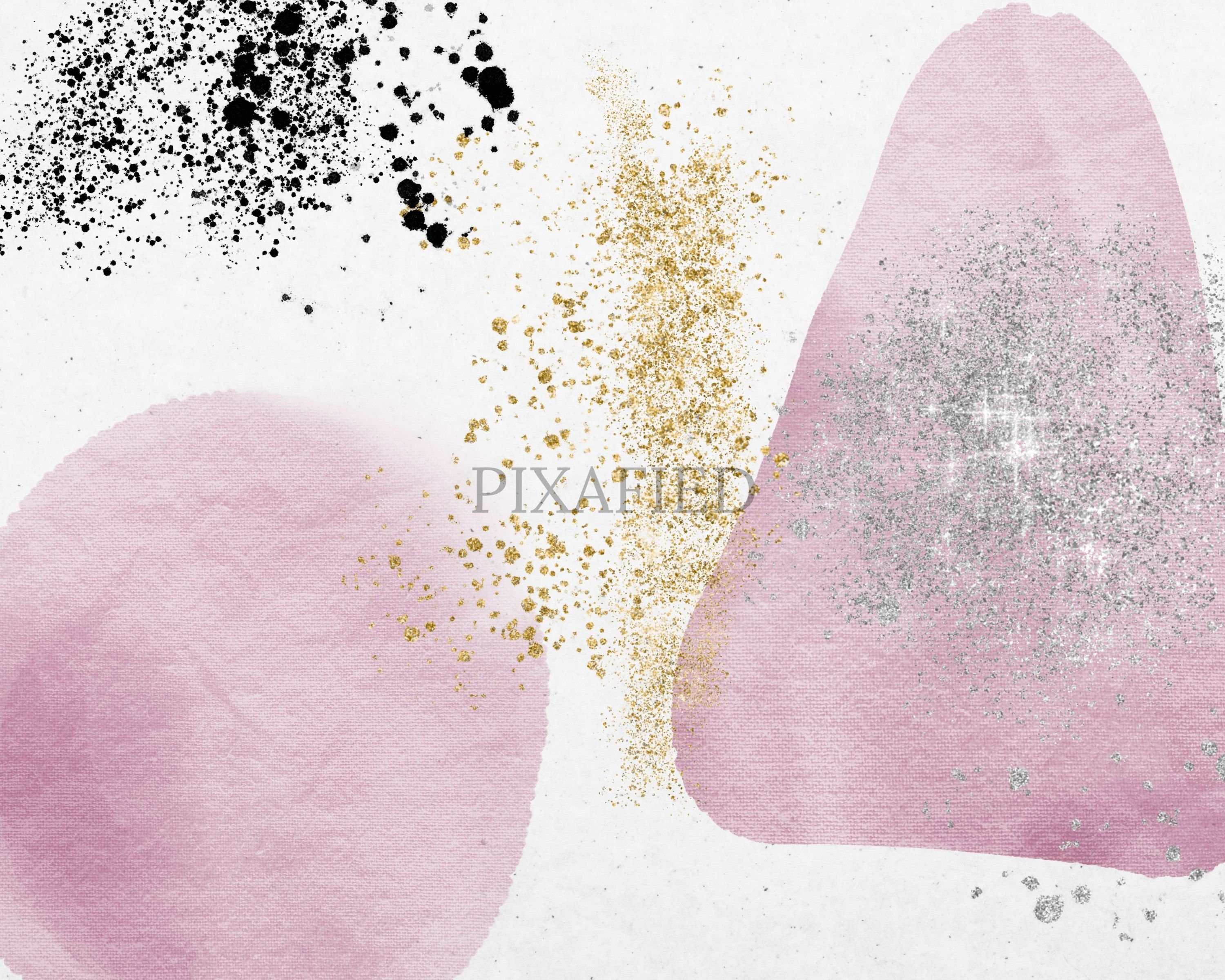 Pink Watercolor Brush Stroke Clip Art, PNG Gold Glitter Splatter ...