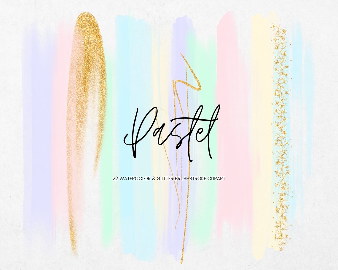 Pastel Watercolor Brush Stroke Clip Art Rainbow Transparent - Etsy