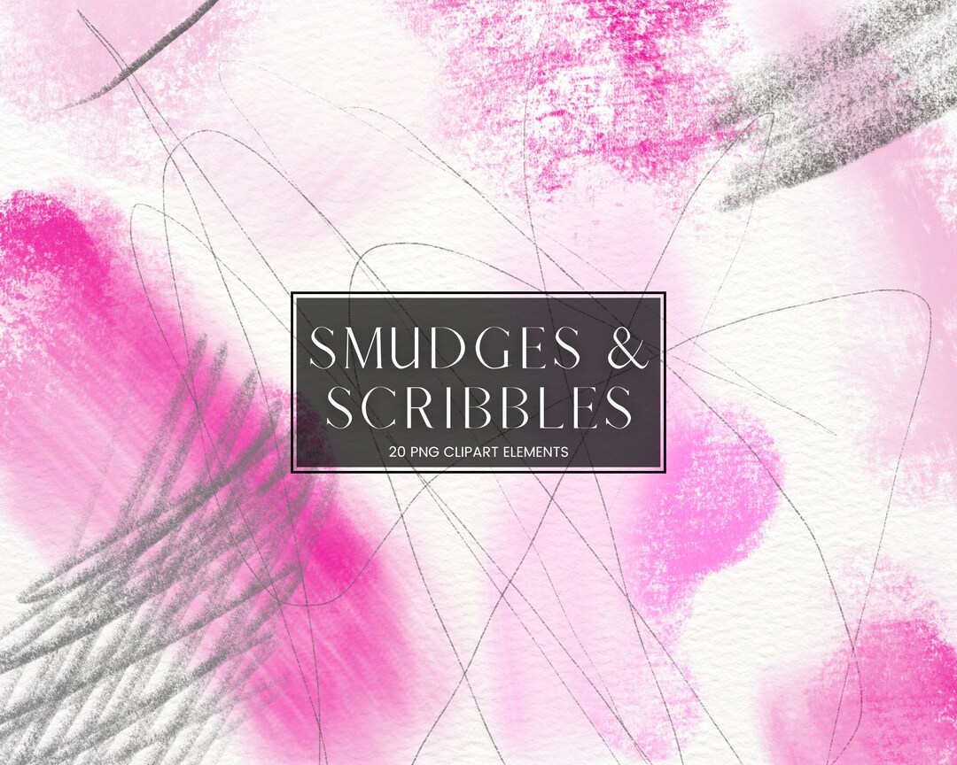 Pink Smudge and Scribble Clipart, Grey Pencil PNG Scribble Sketches ...