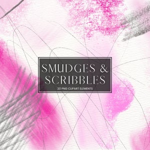 Pink Smudge and Scribble Clipart Grey Pencil PNG Scribble - Etsy