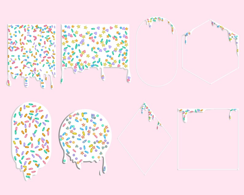 Dripping Frosting Frames With Sprinkles Clipart Square - Etsy