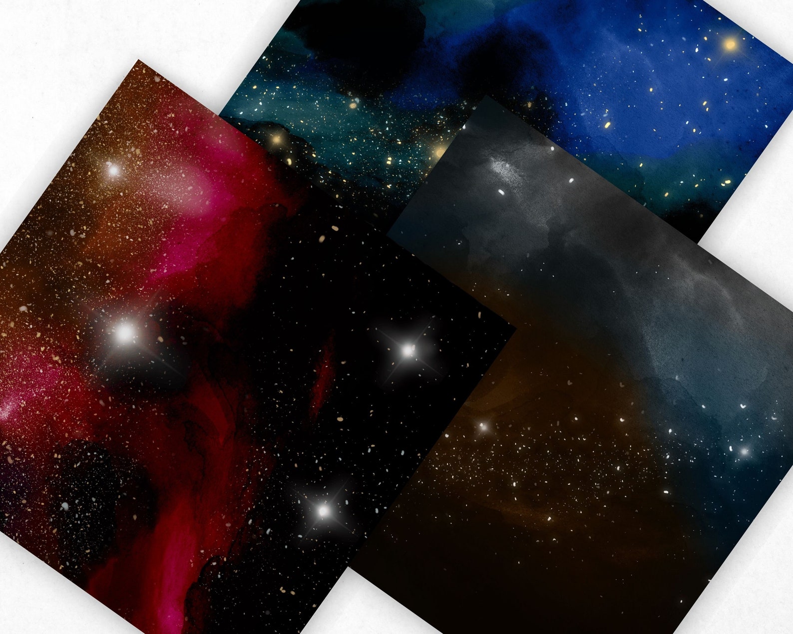 Galaxy Digital Paper Pattern Watercolour Celestial Scrapbook | Etsy