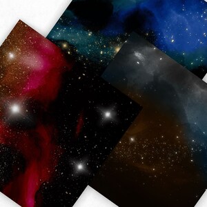 Galaxy Digital Paper Pattern, Watercolour Celestial Scrapbook Paper ...