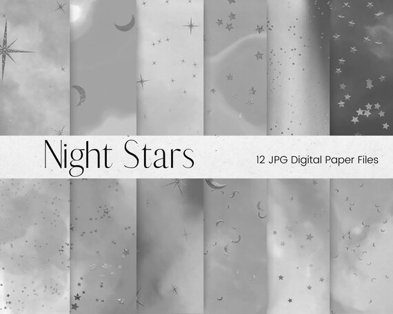 Silver Foil and Stars Digital Paper Pattern Stars and Moon - Etsy