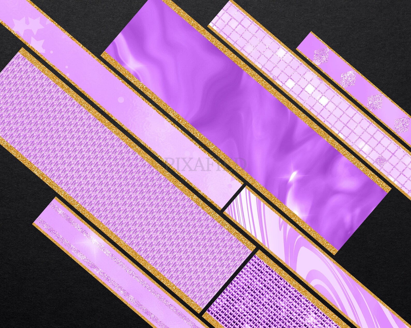 Purple Glitter Glam Border Clipart Luxury Gold Glitter Metal | Etsy ...