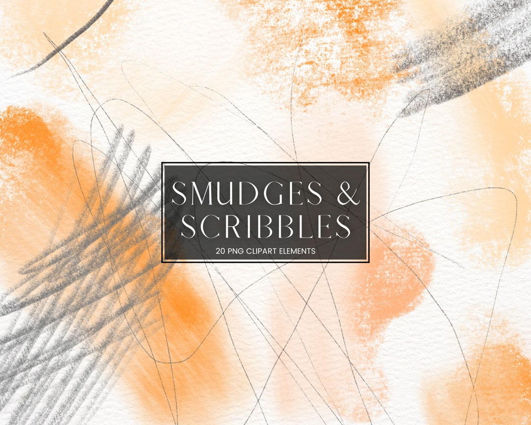 Orange Smudge and Scribble Clipart, Grey Pencil PNG Scribble Sketches ...