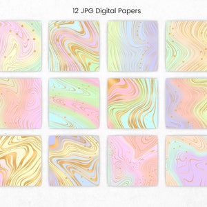 Gold Swirling Rainbow Digital Paper, Gold Foil Agate Pattern, Gold ...