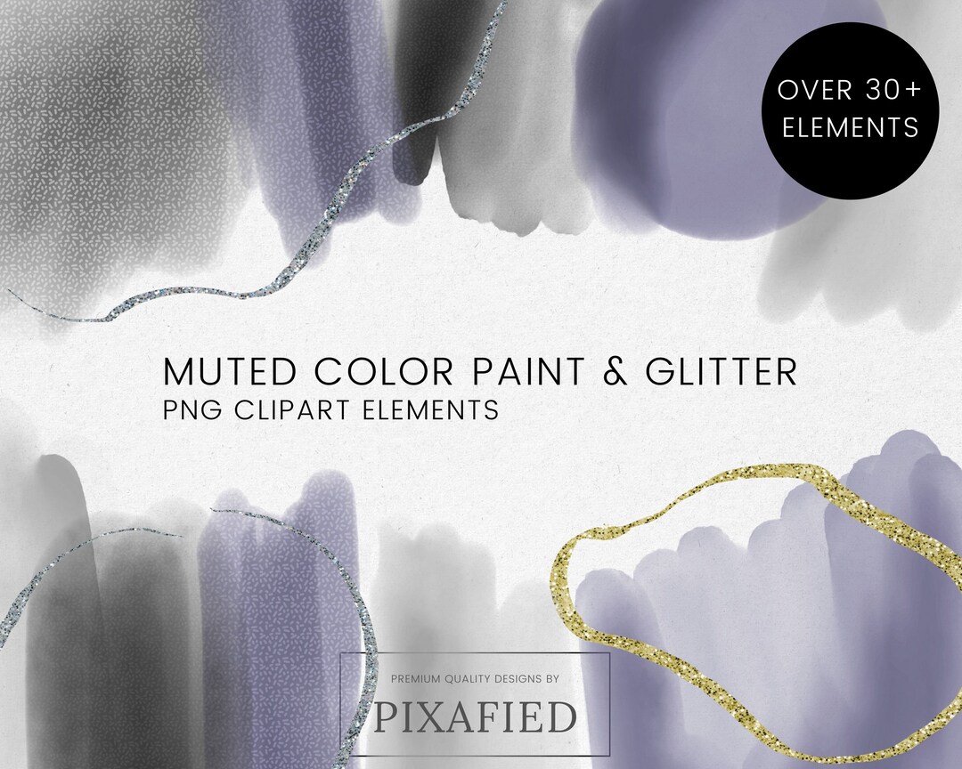30 Watercolor and Glitter Abstract Paint Brush Strokes, Purple Lavender ...