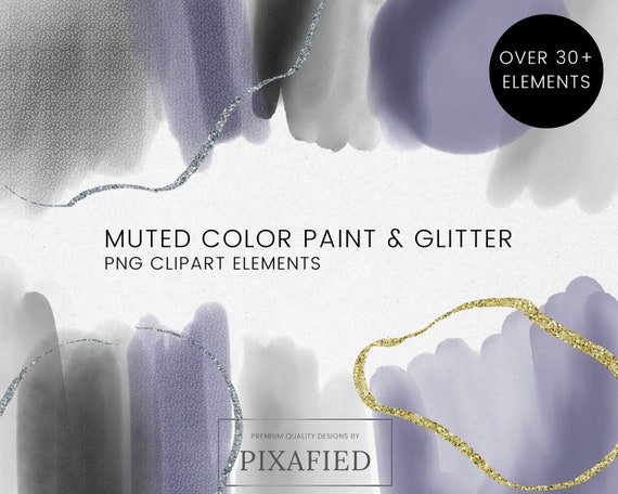 30 Watercolor and Glitter Abstract Paint Brush Strokes Purple | Etsy