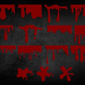 Red Blood Borders Clipart, Dripping Blood Border Overlays, Splash and ...