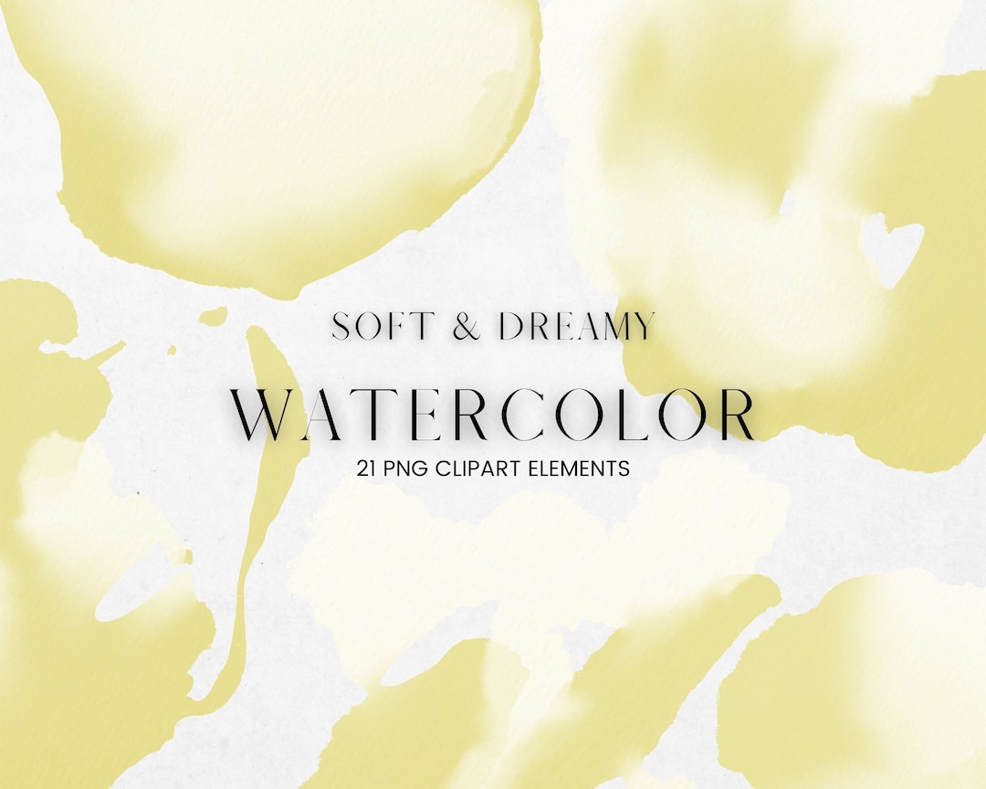 Watercolour Clip Art Set, Yellow Paint Splash, White PNG Brush Stroke ...
