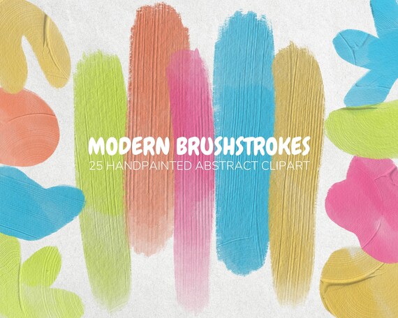 Neon Abstract Paint Clipart Transparent PNG Brush Strokes - Etsy