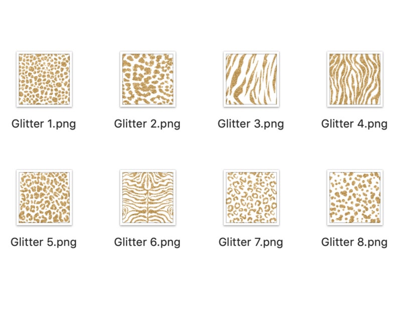 16 Gold Glitter and Foil Animal Print Pattern Overlays Tiger | Etsy