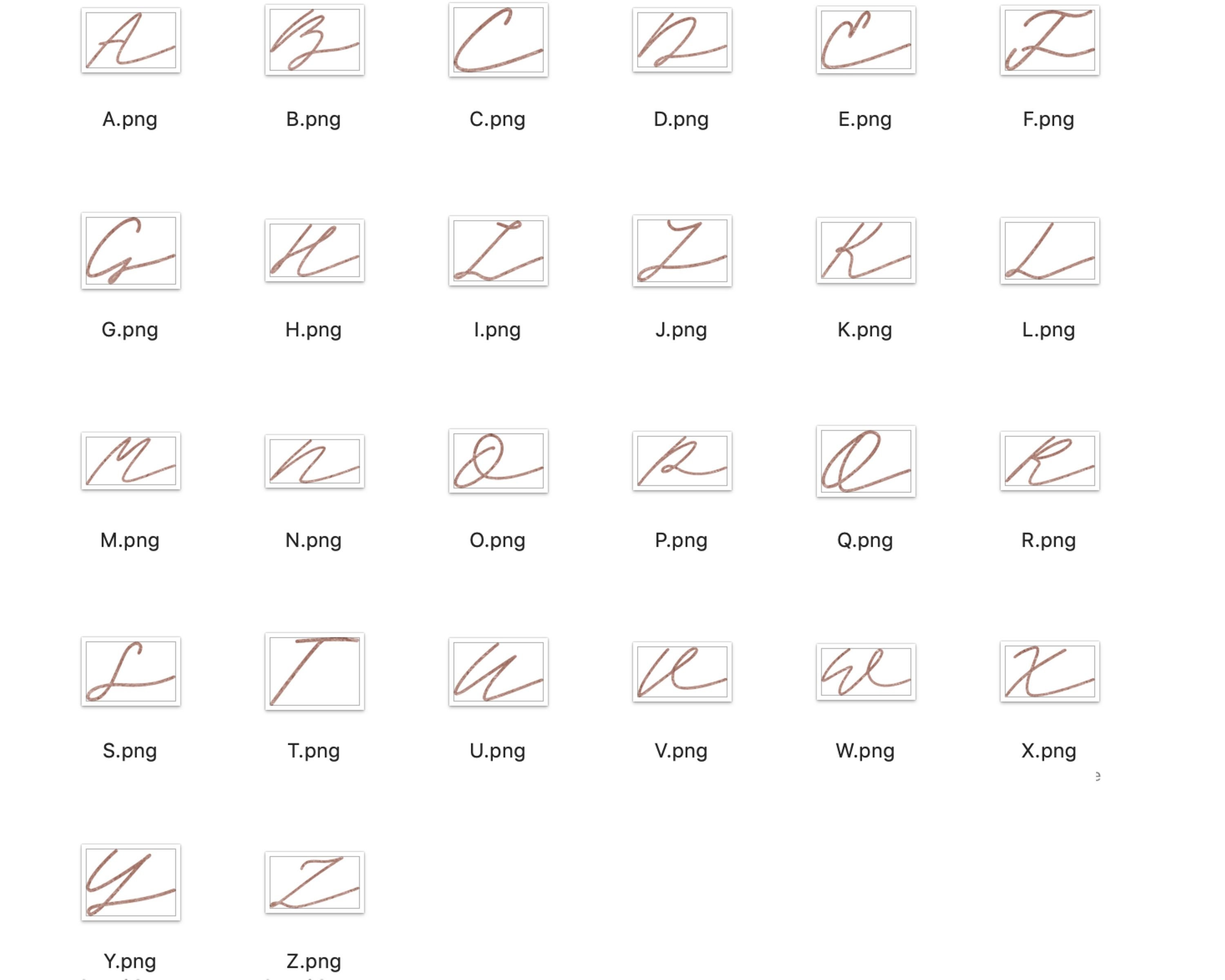 Rose Gold Calligraphy Font Cursive Letters ALPHABET Digital | Etsy