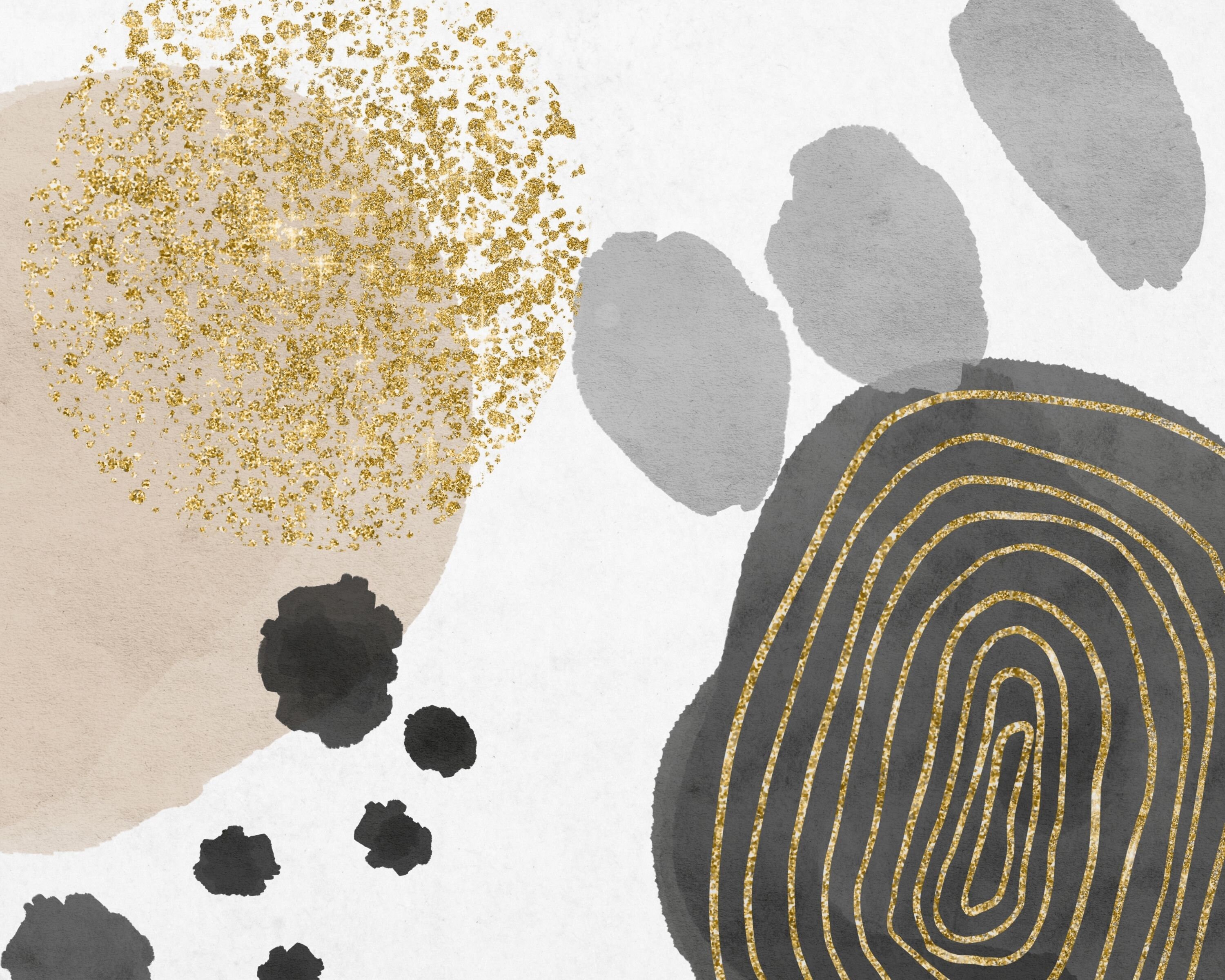 Modern Abstract Shapes Clipart PNG Beige Green Gold Glitter - Etsy ...