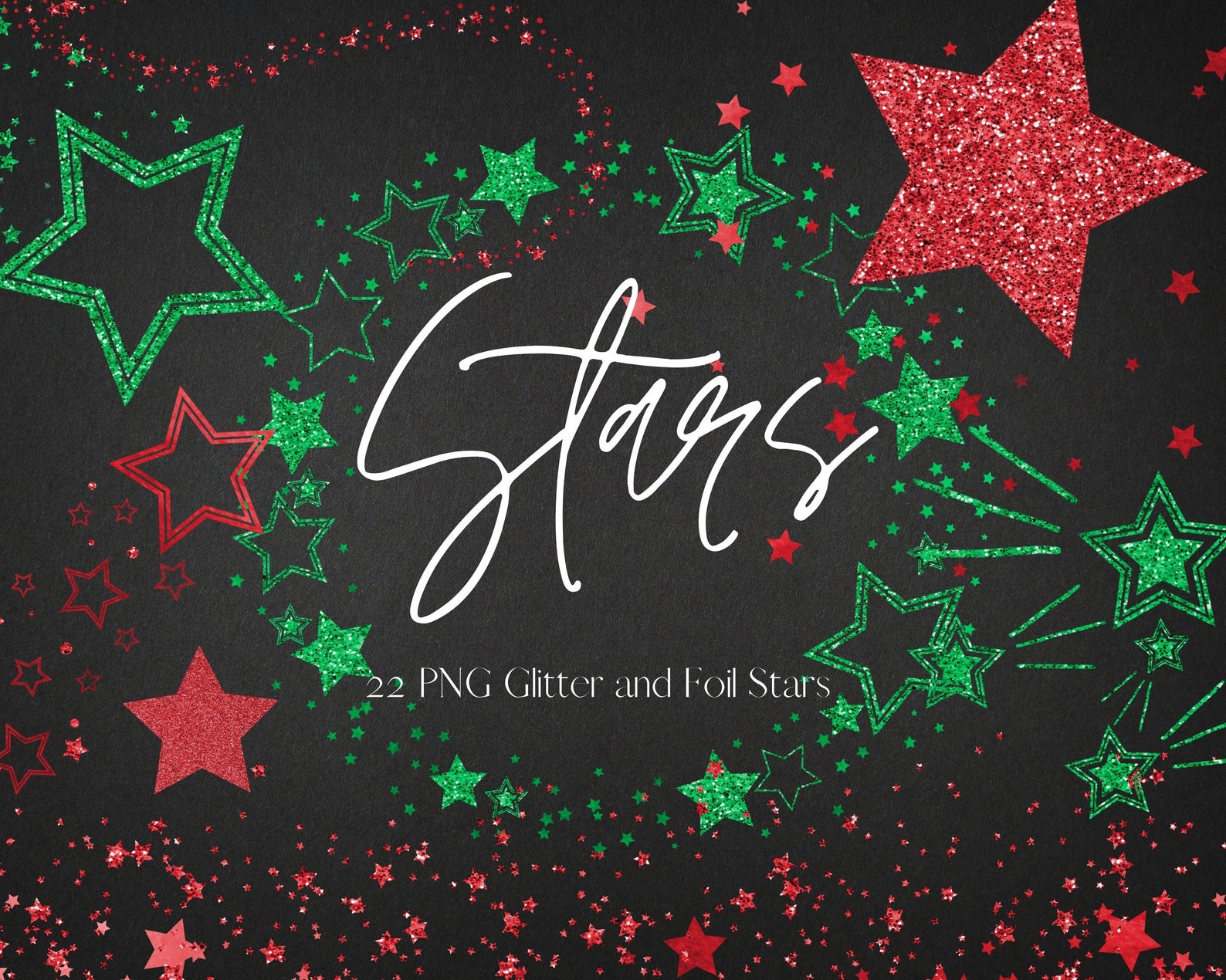 22 Christmas Glitter Stars Clipart Set Red Glitter Star | Etsy