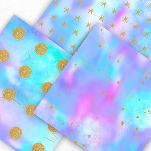 Cosmic Space Digital Paper Background, Gold Glitter Galaxy Texture ...