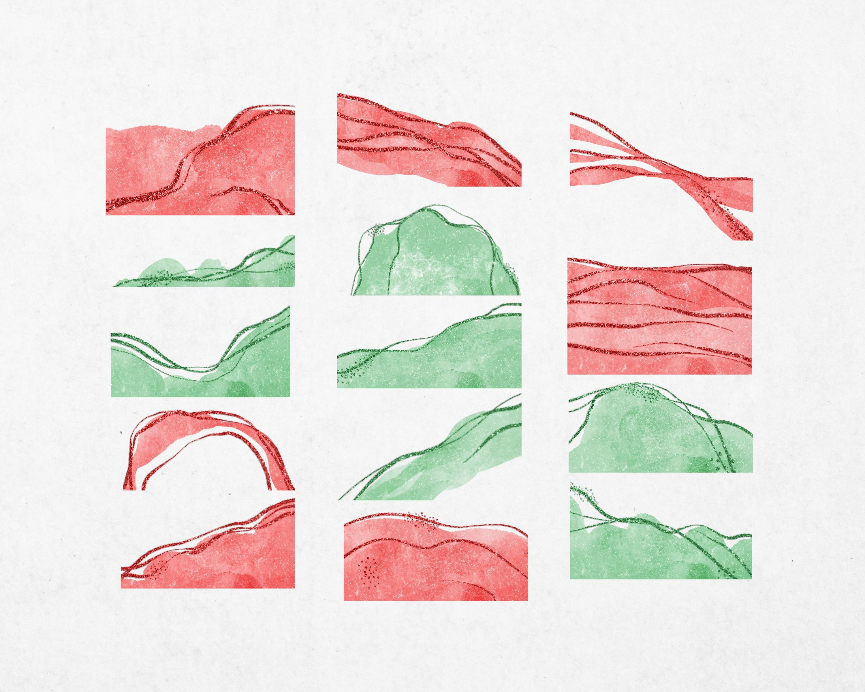 Christmas Sparkling Borders Clipart Glowing Red Green - Etsy