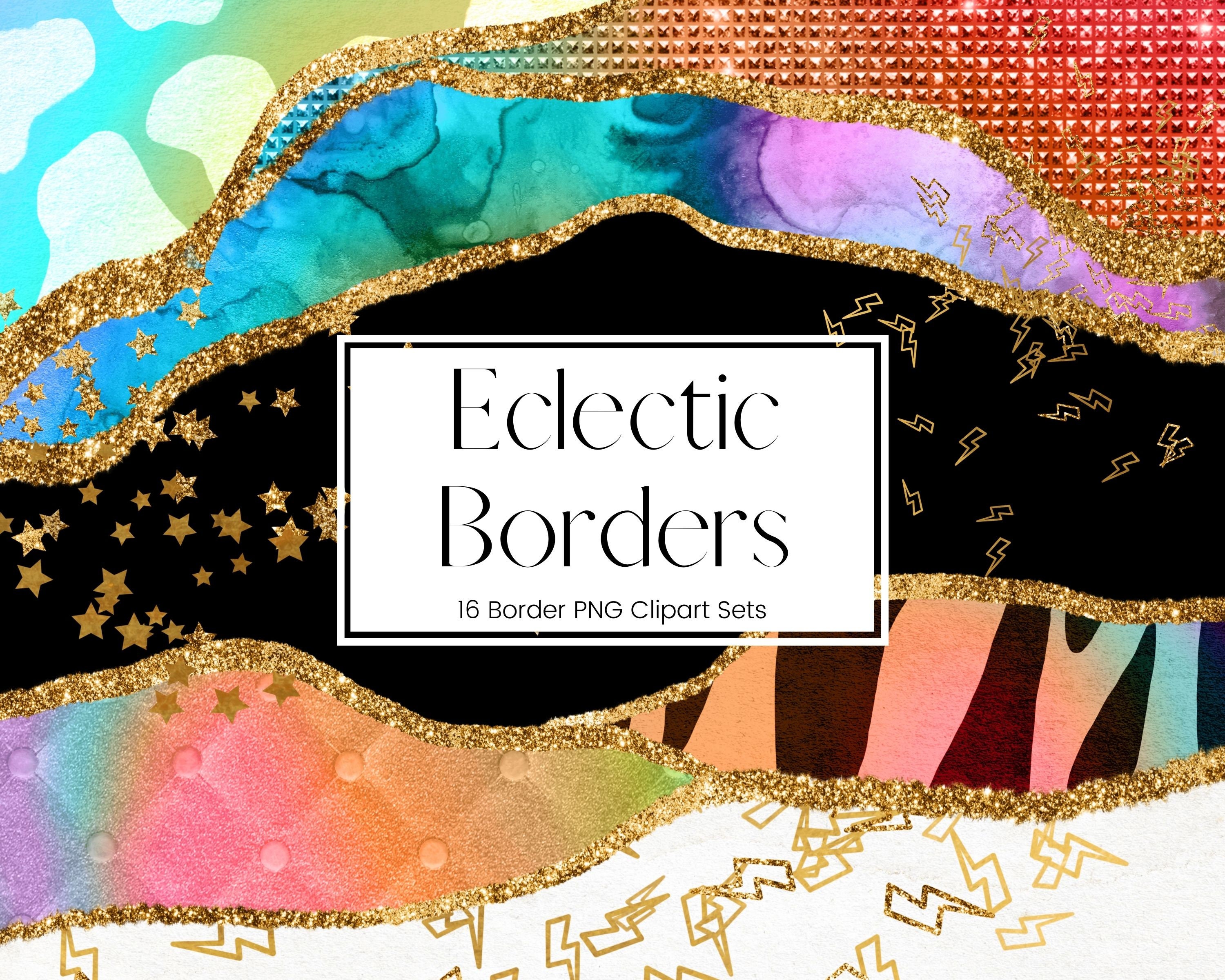 Eclectic Border Clipart Rainbow Border Overlays Transparent | Etsy ...