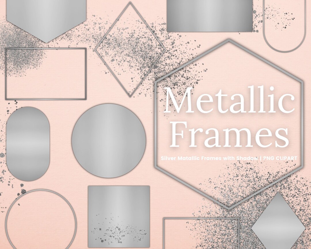 Silver Frame Clipart, Silver Frames Circle Square, Overlays ...