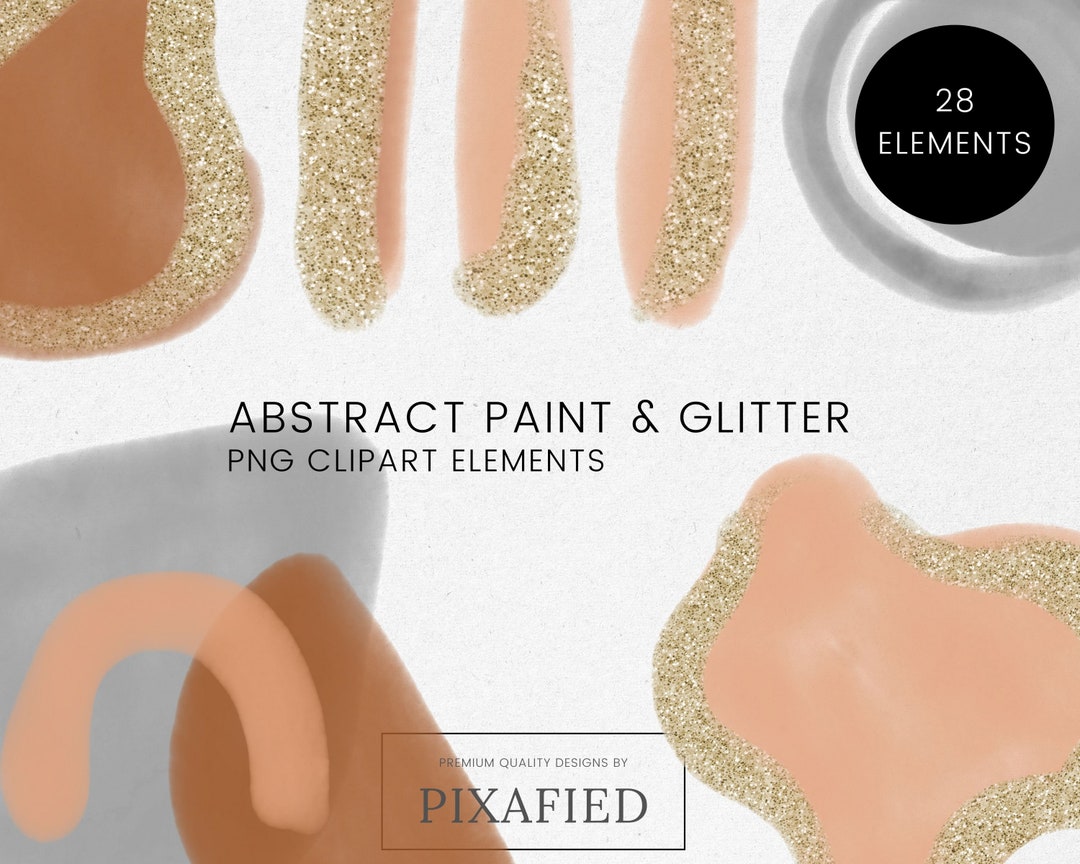 28 Watercolor and Glitter Paint Abstract Brush Strokes, Peach Gray ...