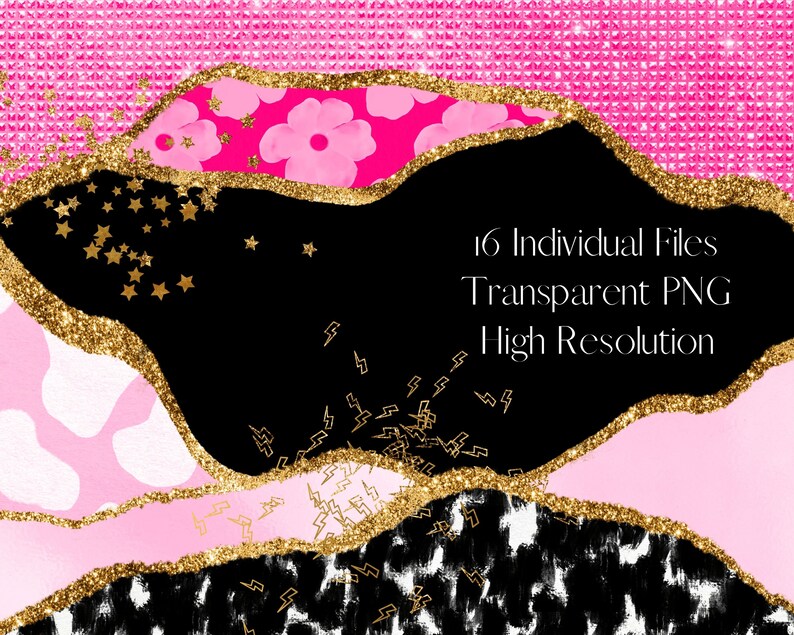 Eclectic Border Clipart, Pink Border Overlays, Transparent PNG Marble ...