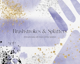 Green Watercolor Brush Stroke Clip Art PNG Gold Glitter | Etsy Australia