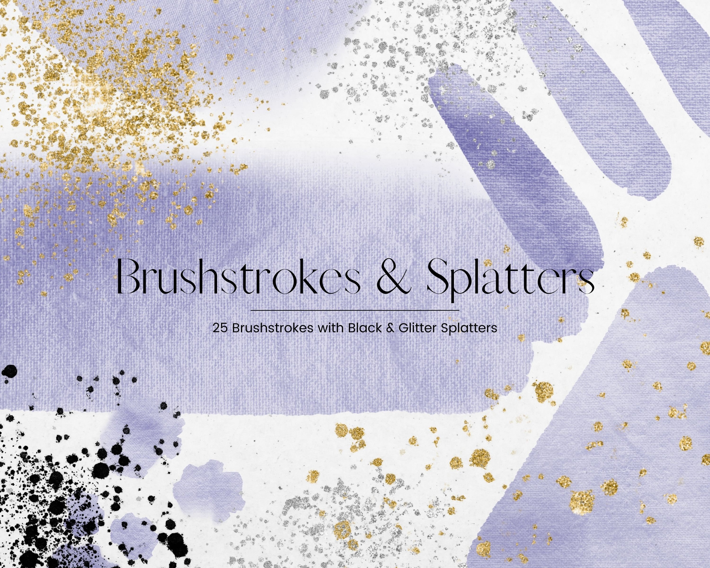 Purple Watercolor Brush Stroke Clip Art PNG Gold Glitter - Etsy