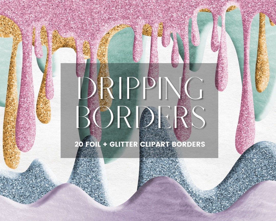 Pastel Dripping Clipart, Rainbow Dripping Borders Overlay, Pink Blue ...