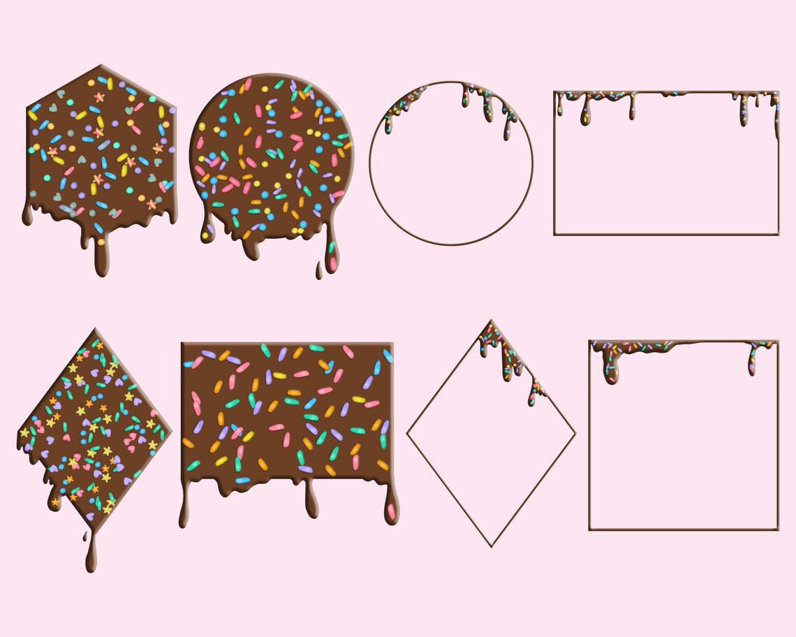 Dripping Frosting Frames With Sprinkles Clipart, Square, Circle Dipping ...
