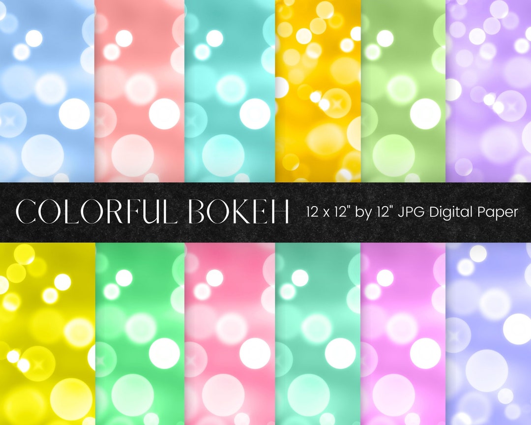 Colourful Bokeh Digital Paper, Pink Blue Green Digital Scrapbooking ...