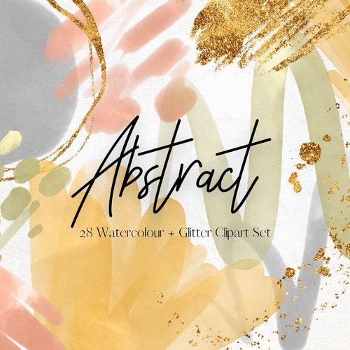 Modern Abstract Shapes Clipart PNG Beige Green Gold Glitter - Etsy ...